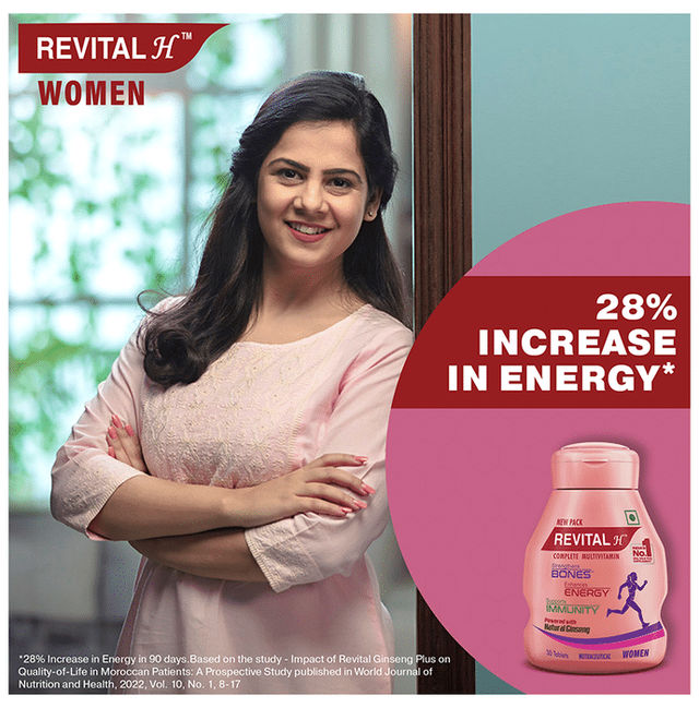 Buy Revital H for Woman with Multivitamins,Calcium& Natural Ginseng for Daily Immunity(30 ...