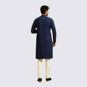 Buy Diwas By Manyavar Men's Chikankari Kurta With Sequins | Navy Blue ...