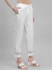 Buy Libas Women White Cotton Solid Trouser With Both Side Pocket ...