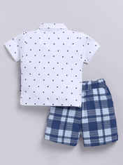 Buy Mom's Love Checkered Printed Formal Sets For Infant Boys | Blue ...