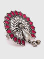 Buy SOHI Women's Silver-Plated Stone-Studded Peacock Finger Ring Online ...