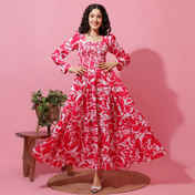 Buy Sheetal Associates Women's Fit & Abstract Printed Full Sleeve Maxi ...