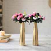 Buy Behoma Metal Slim Cone Flower Vase - Gold | Set of 2 | 8.07 Inch ...
