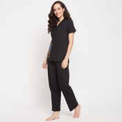 Clovia Cancer Print Button Down Shirt & Pyjama Nightwear Set - Buy at ...