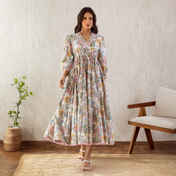 Buy Sheetal Associates Women's Floral Printed Fit and Flare V Neck Maxi ...