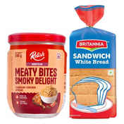 Buy Britannia Vitarich Sandwich Premium White Bread (350g) & Relish ...