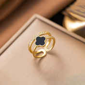 Label She Gold Plated Stainless Steel Clover Adjustable Ring - Buy at ...