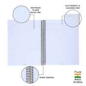 Buy Doms 6 Subject Spiral Note Books 70 Gsm Paper-300 Pages | Assorted ...