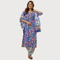 Buy Libas Women's Printed Cotton Straight Suit Sets with Dupatta | Blue ...