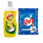 Buy Vim Lemon Dishwash Liquid Gel (500ml) & Rin Detergent Powder (1kg ...