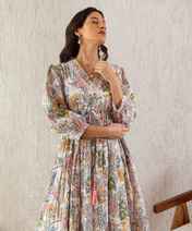 Buy Sheetal Associates Women's Floral Printed Fit and Flare V Neck Maxi ...