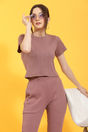 Buy Rigo Women Drop Needle Rib Knit Co-ord Set | Mauve - M Online ...