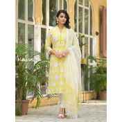 Buy Divena Women s Yellow Hand Block Print Pure Cotton Straight Kurta ...