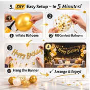 Happy Birthday Decoration Kit With Golden Birthday Banner, Balloons For ...