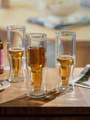 Buy Trovea's Double Wall Inverted Bottle Shaped Beer Glass | Set Of 4 ...