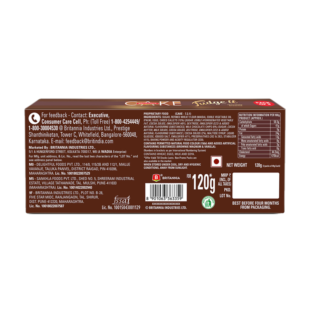 Buy Britannia Fudge It Chocolate Brownie (With Egg) Online - Price ...