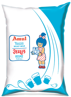 Amul Taaza Toned Fresh Milk (Pouch) 1 l - Buy online at ₹54 near me