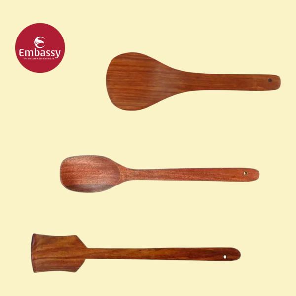 Embassy Wooden Spoon Set (Spatula, Rice, Long Serving Spoon) - For Dosa ...