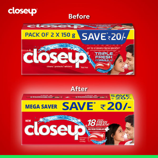 Closeup Toothpaste | Long lasting 18 Hours Of Fresh Breath & White ...