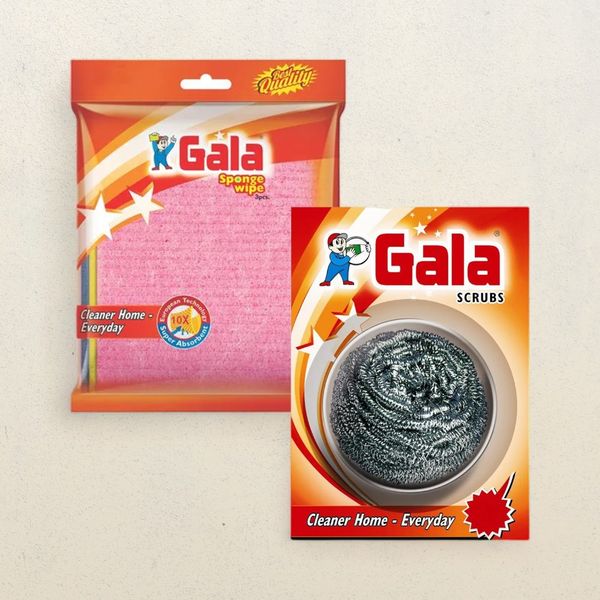 Gala Steel Scrubber Cleaner Home Everyday Scrub(1pc) & Sponge Wipe 3Pcs ...