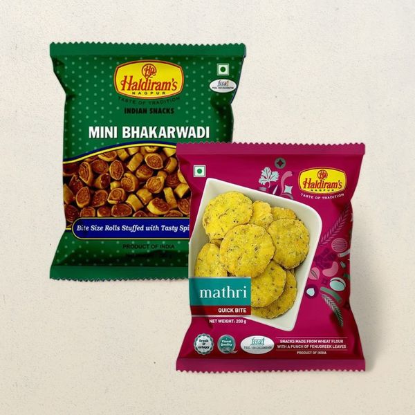 Haldiram's Mathri(200gms) & Haldiram's Mini Bhakarwadi(200gms) Combo 2 ...