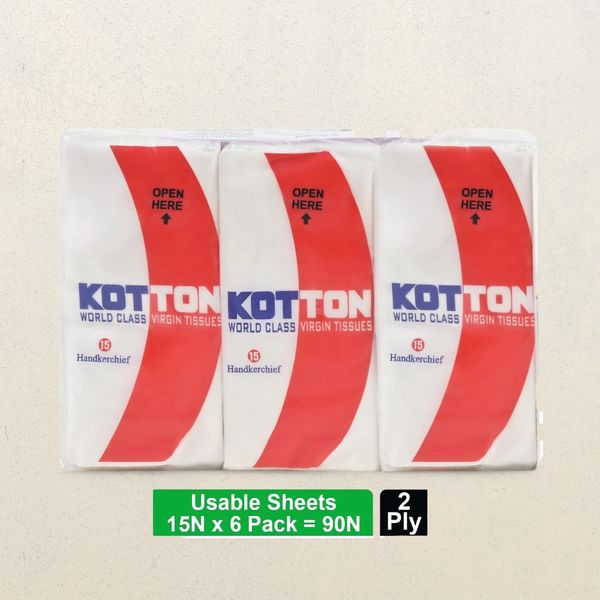 Kotton Pocket Hanky Tissues 6'S PACK-100% Virgin Pulp/Paper 1piece ...