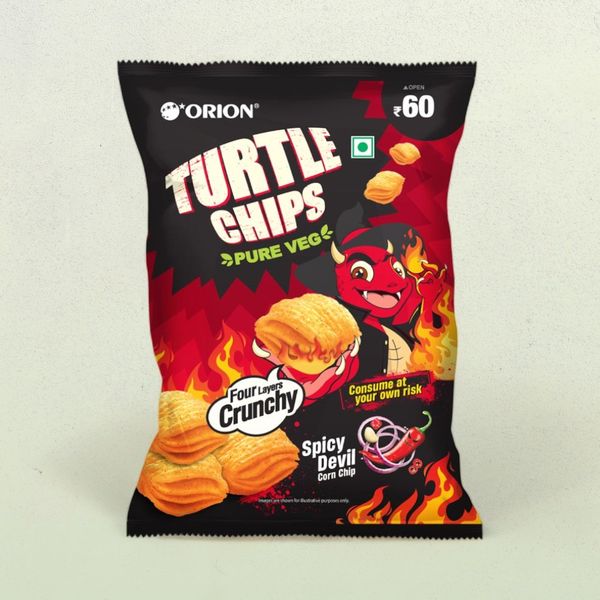 Orion Turtle Chips - Spicy Devil Korean corn chips (Buldak flavor) 70 g ...