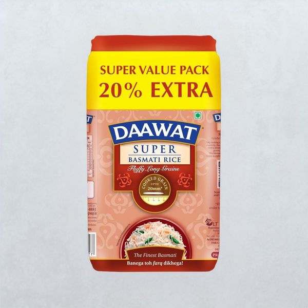 Daawat Super Basmati Rice (Long Grain) 1.2 kg - Buy online at ₹209 near me