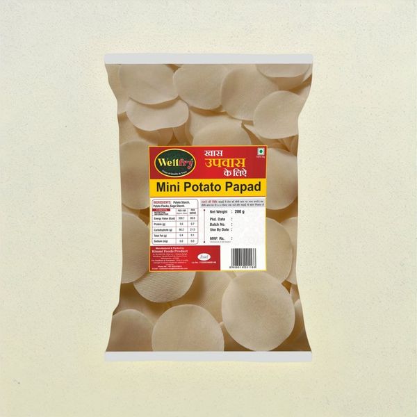 Wellfry Mini Potato Papad (Upwas Papad/ Fast Papad/Sendha Namak) 150 gm ...