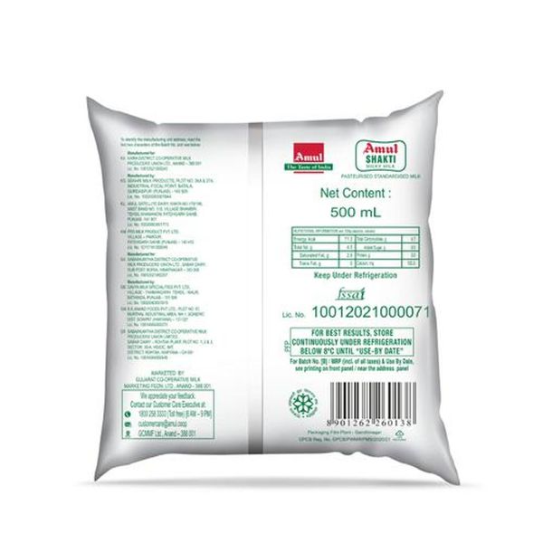 Amul Shakti Fresh Milk (Pouch) - Buy online at ₹31 near me