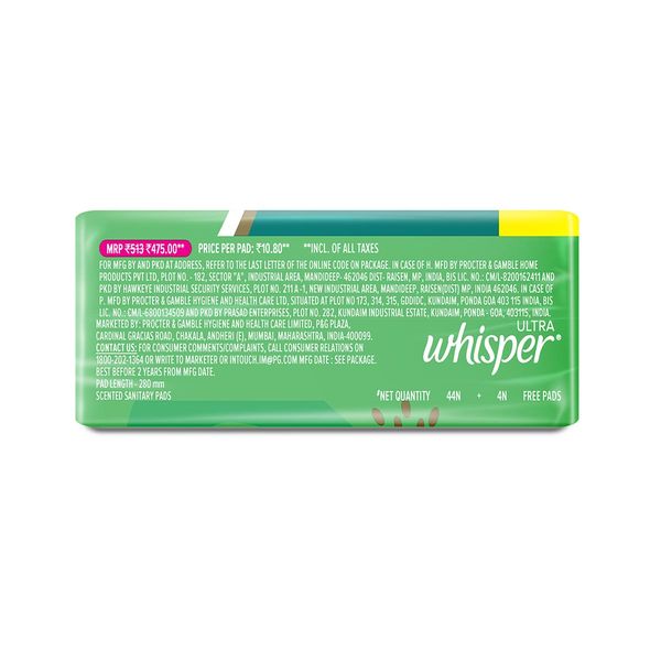 Whisper Ultra Hygiene+Comfort Sanitary Pads - XL - Buy online at ₹390 ...