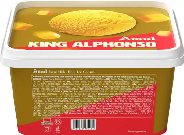 Amul Gold King Alphonso Ice Cream Tub 1 l - Buy online at ₹260 near me