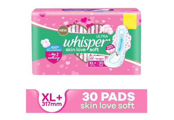 Whisper Ultra Soft XL+ Sanitary Pads 30 piece - Buy online at ₹365 near me