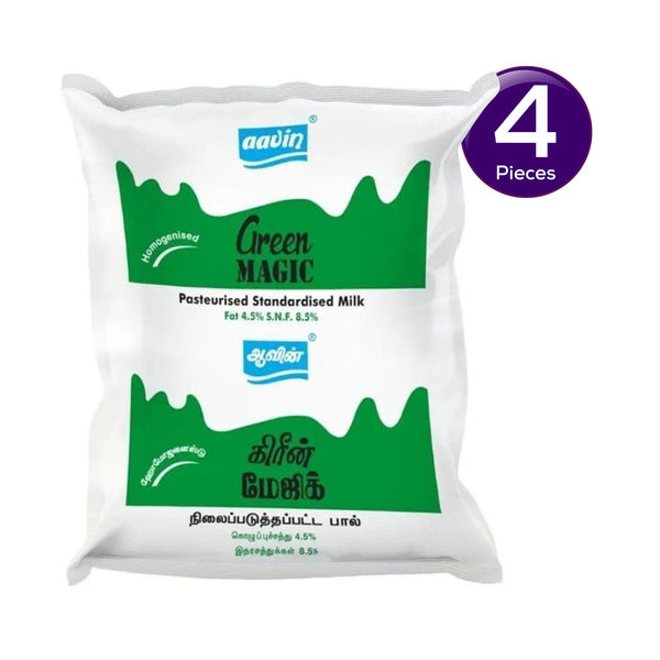 Aavin Green Magic Fresh Milk (Pouch) 500 ml Combo 500 ml X 4 - Buy ...