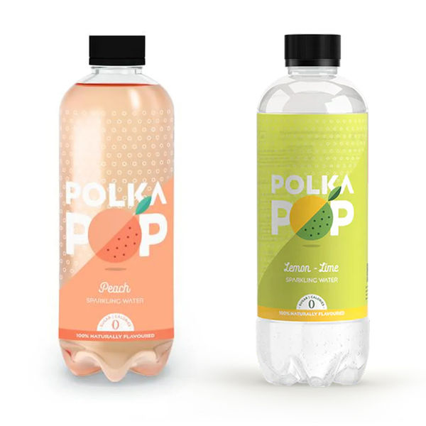 Polka Pop Peach Sparkling Water(300ml) & Polka Pop Lemon-Lime Sparkling Water(300ml) Combo 2 ...