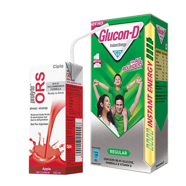 Glucon-D Instant Energy Health Drink Regular(250gms) & Cipla Prolyte ...