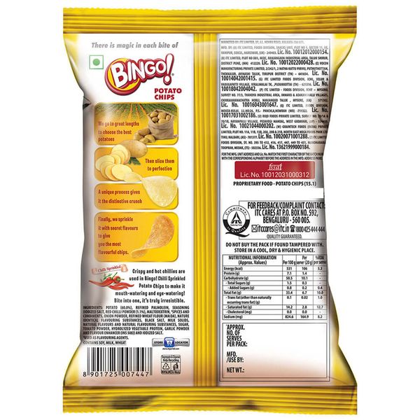 Bingo! Chilli Sprinkled Potato Chips 45 g - Buy online at ₹20 near me