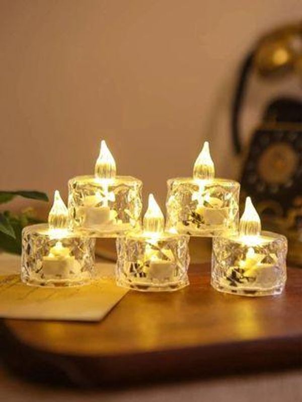 DesiDiya LED Crystal Tea Light Candle Light - Warm White (6 Pcs) - Buy online at ₹249 near me