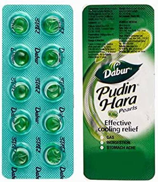 Dabur Pudin Hara Pearls Pack of 2 Strips 20 piece - Buy online at ₹54 near me