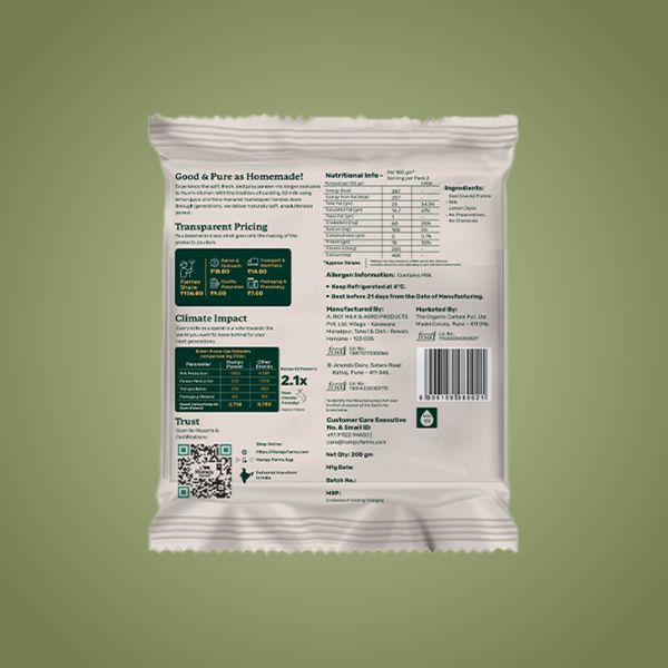Humpy Farms A2 Paneer 200 g - Buy online at ₹179 near me