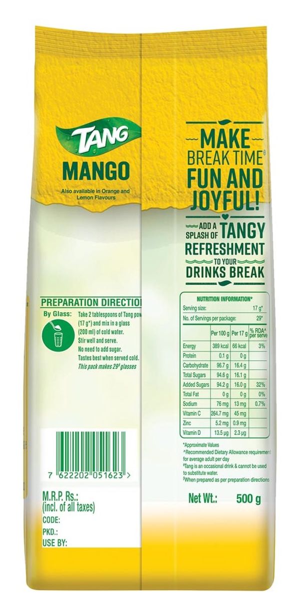Tang Mango Instant Drink Mix 500 g - Buy online at ₹154 near me