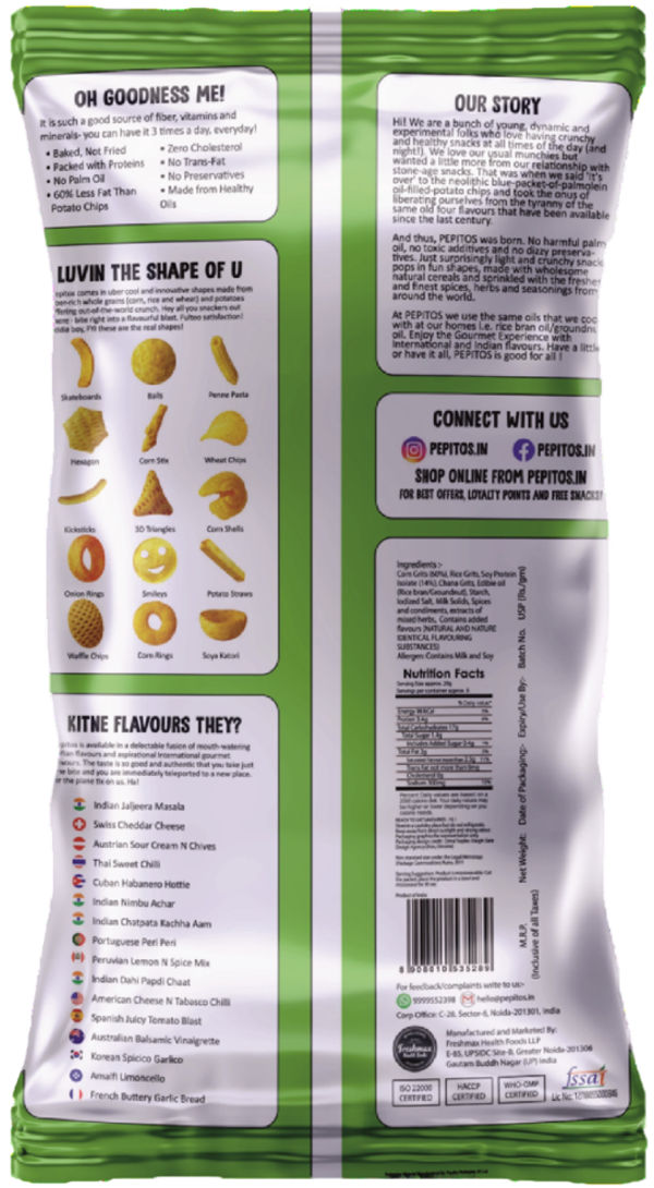 Pepitos Corn Puffs Cream N Onion 140 g - Buy online at ₹60 near me