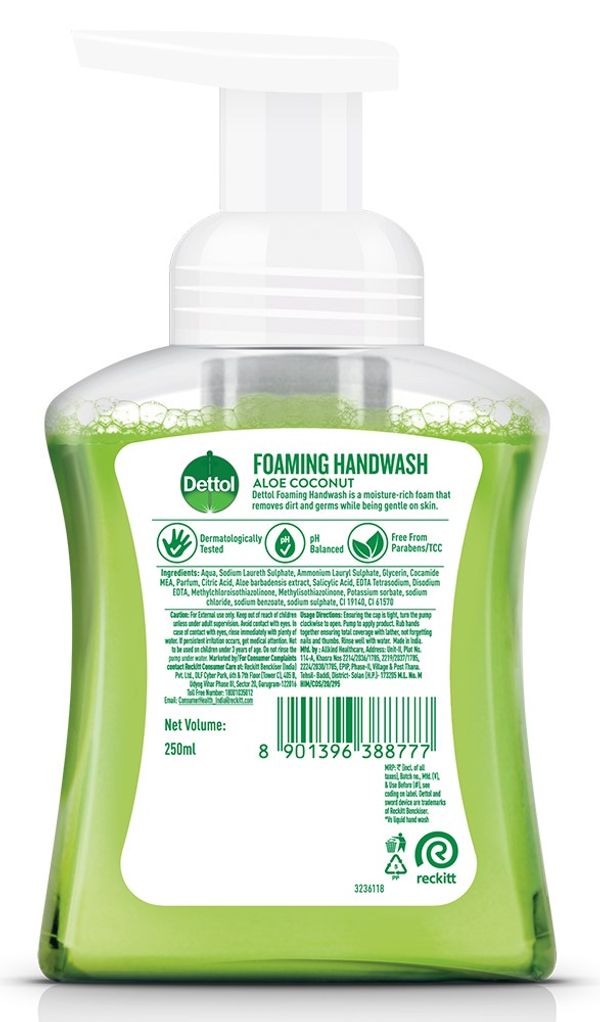 Dettol Foaming Hand Wash - Moisturizing & Gentle Pump Handwash 250 ml ...