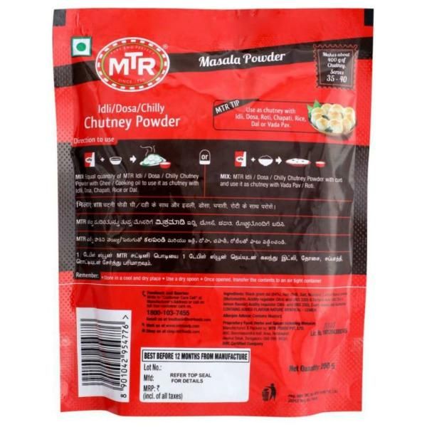 MTR Idli/Dosa/Chilly Chutney Powder 200 g - Buy online at ₹142 near me