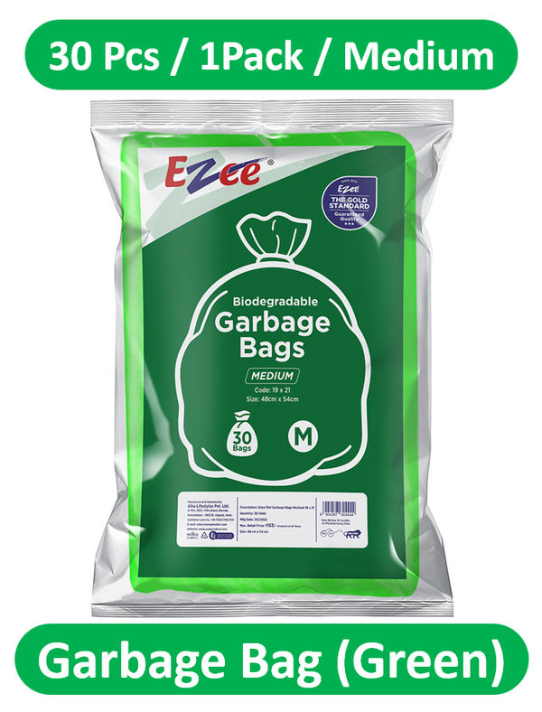 Ezee Biodegradeable Flat Garbage Bag- M 30 piece - Buy online at ₹153 ...