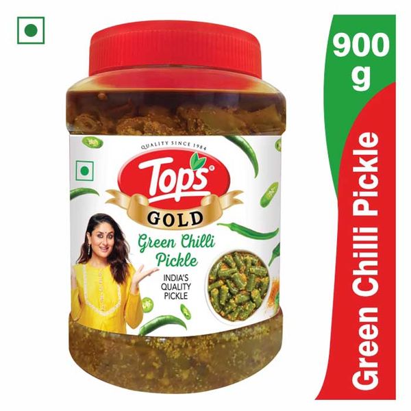 Tops Gold Green Chilli Pickle 900 g - Buy online at ₹150 near me