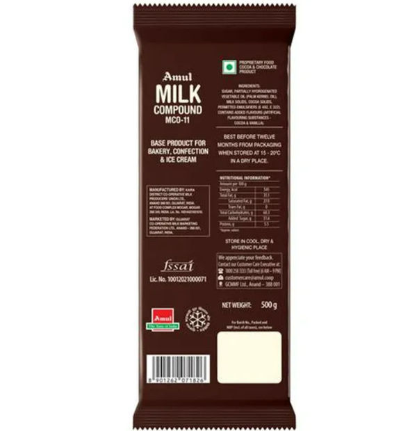 Amul Milk Compound Chocolate Slab 500 g - Buy online at ₹139 near me