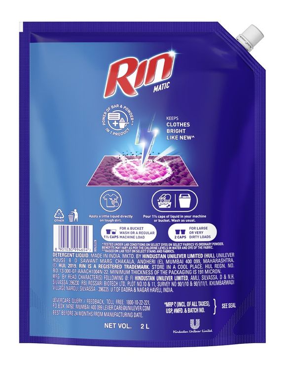 Rin Matic Top Load Liquid Detergent 2 l - Buy online at ₹230 near me