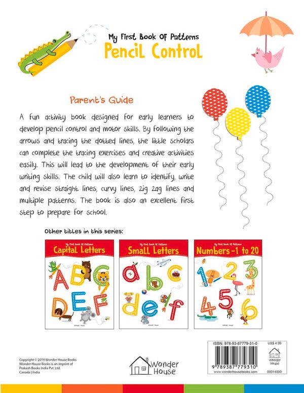 My First Book Of Patterns Pencil Control: Patterns Practice Book For ...