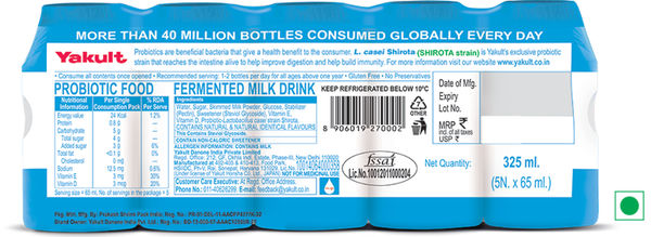 Yakult Light Probiotic Fermented Milk Drink 325 ml - Buy online at ₹100 ...